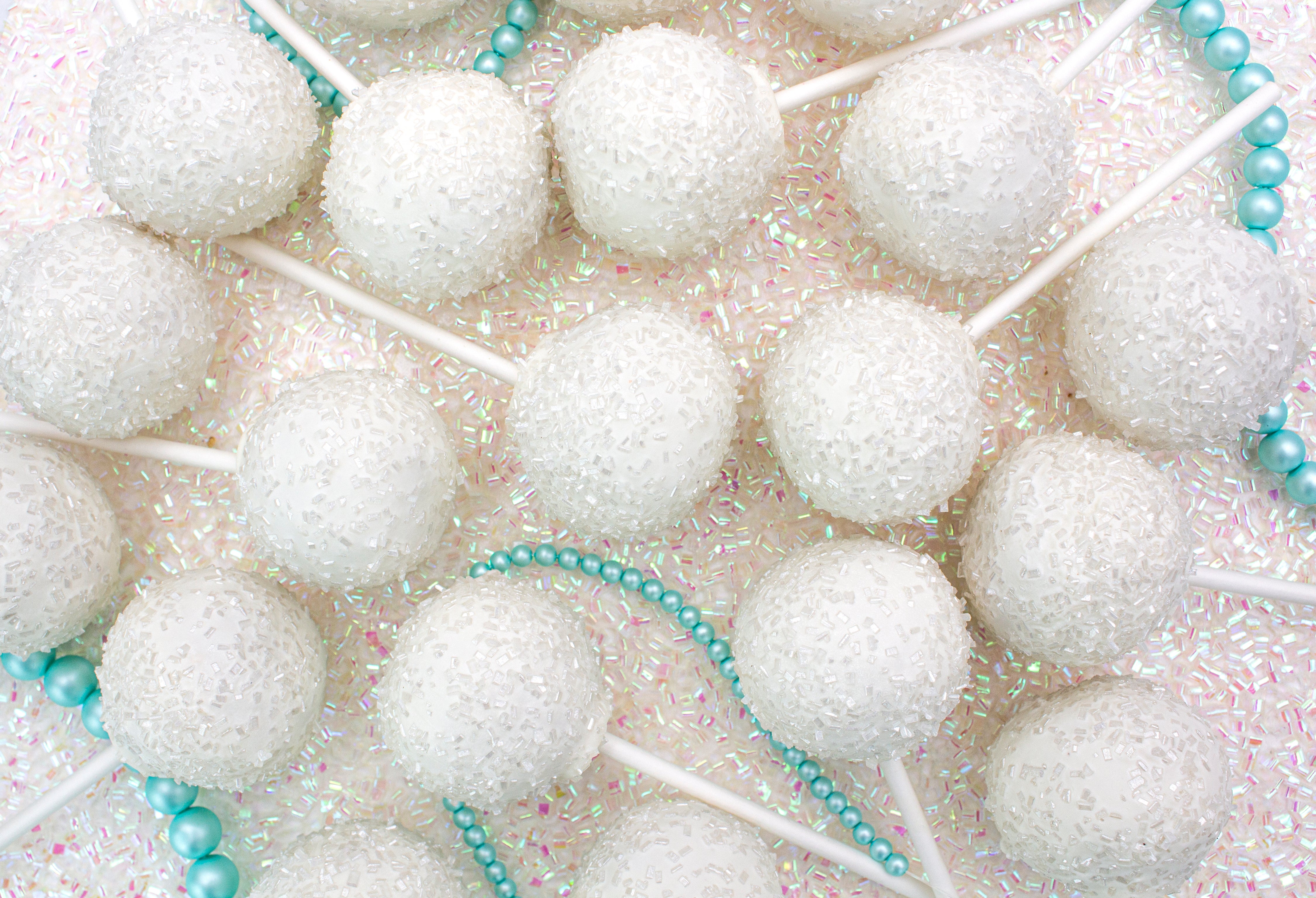 White Sparkle Glitter Cake Pops
